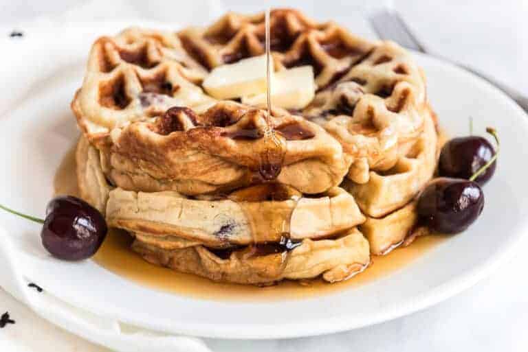 Sweet Cherry Waffles | Easy Homemade Waffles With Fruit Inside