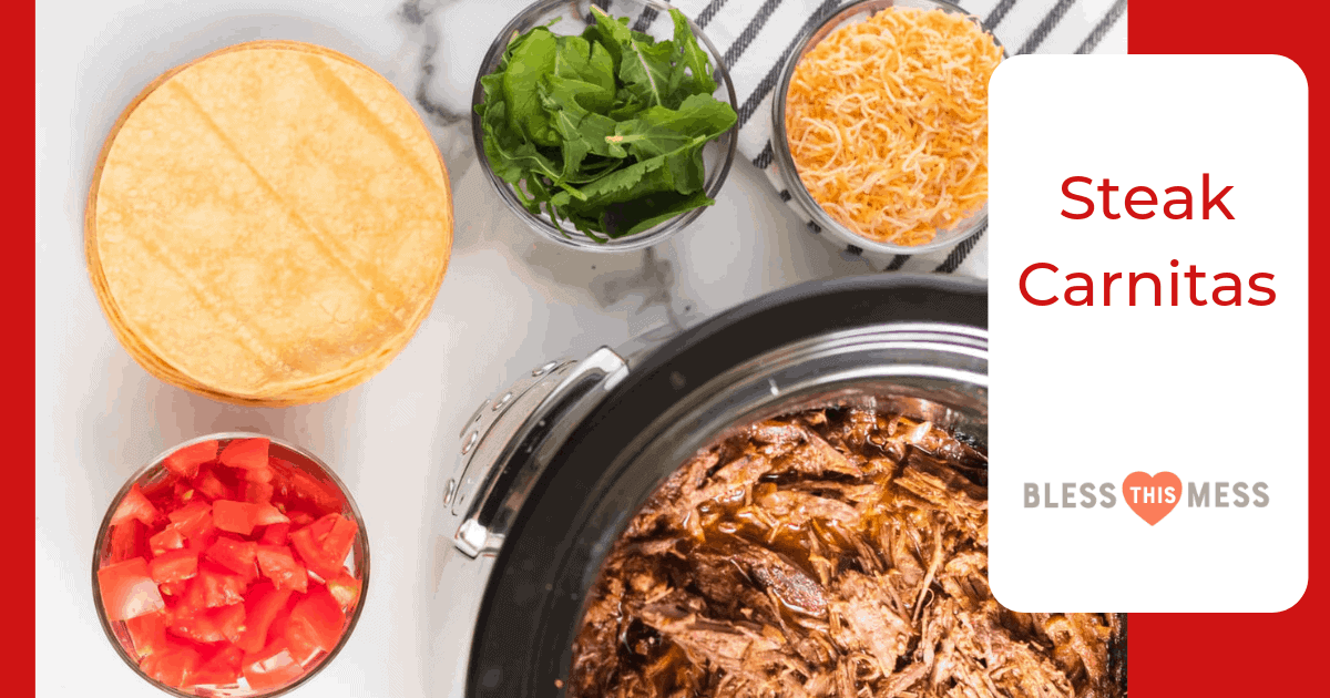 Steak Carnitas Meat in the Crockpot - Bless This Mess