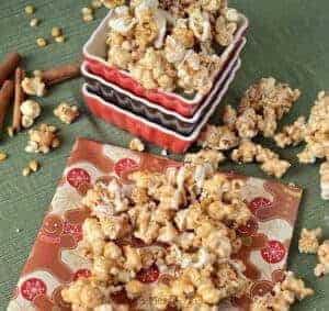 Cinnamon Caramel Corn with White Chocolate & Pecans | Easy Snack
