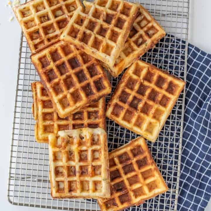 Crispy Ham and Cheese Waffles | The Best Savory Cheesy Waffle Recipe
