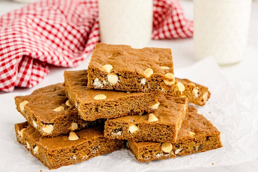 White Chocolate Gingerbread Blondies — Bless this Mess