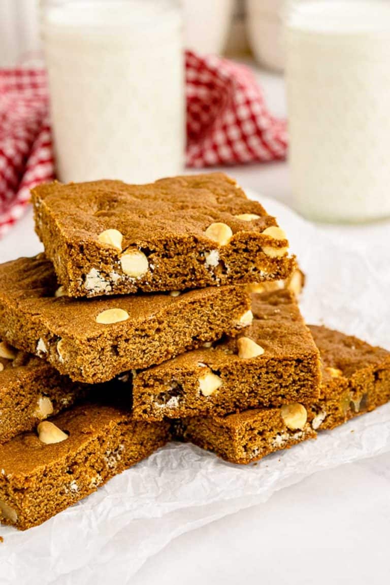 White Chocolate Gingerbread Blondies — Bless this Mess