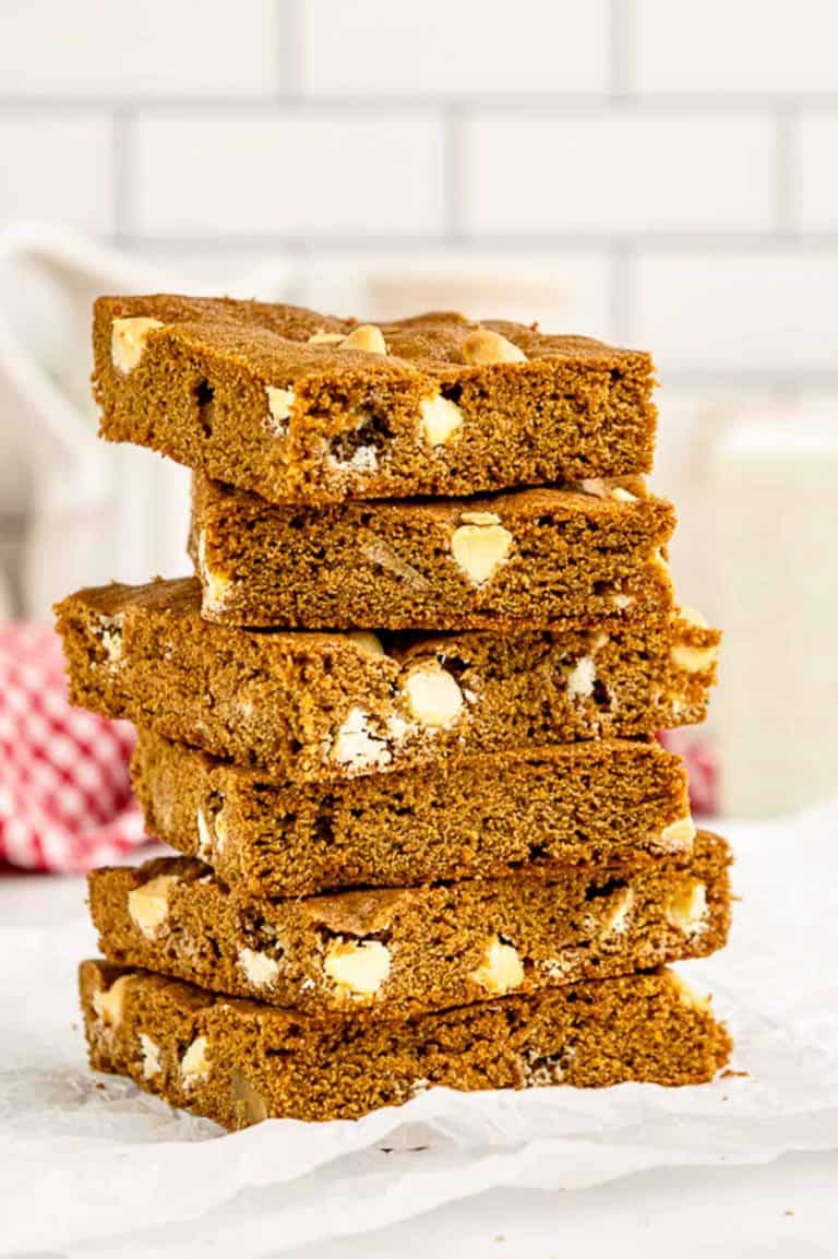White Chocolate Gingerbread Blondies — Bless this Mess