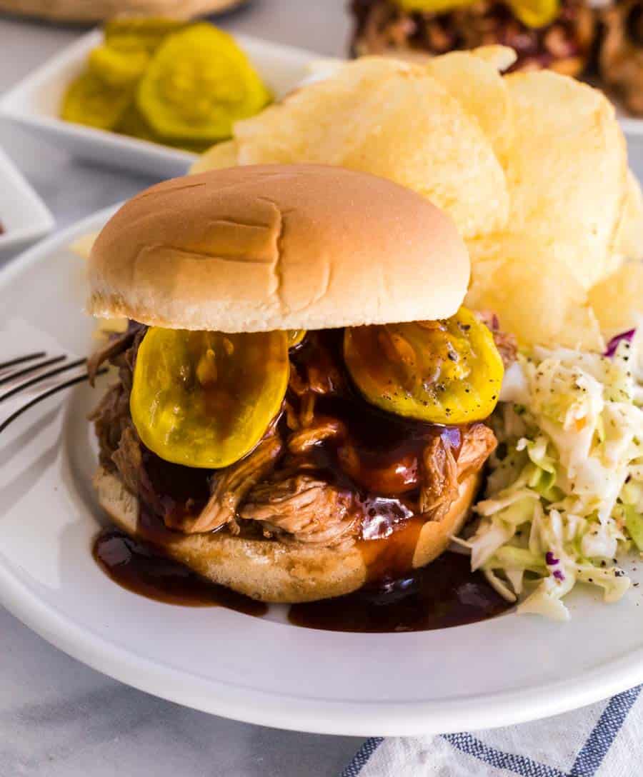 Slow Cooker Pulled Pork Sandwiches — Bless this Mess