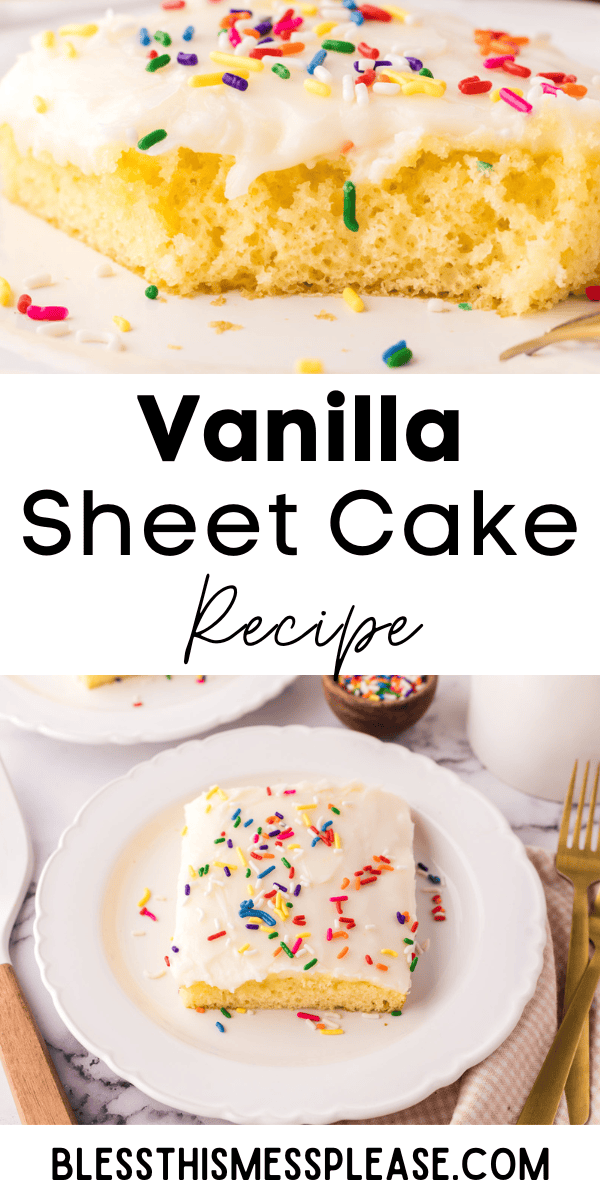 Quick Easy Vanilla Sheet Cake | Cake-Mix Recipe with Icing and Sprinkles