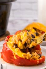 Slow Cooker Stuffed Bell Peppers with Quinoa & Black Beans | Vegetarian