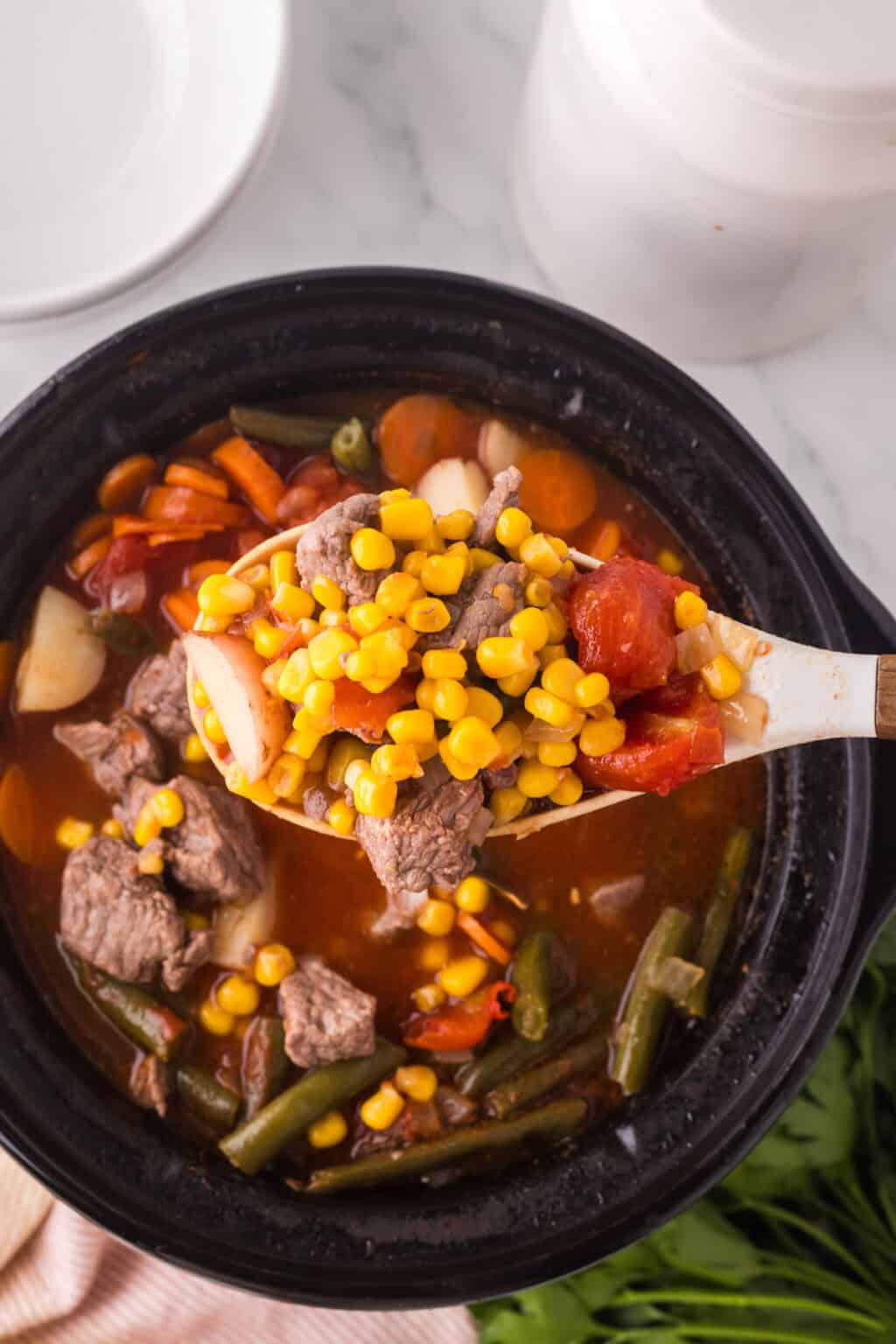 Crock Pot Vegetable Beef Soup Recipe | Healthy Slow Cooker Soup