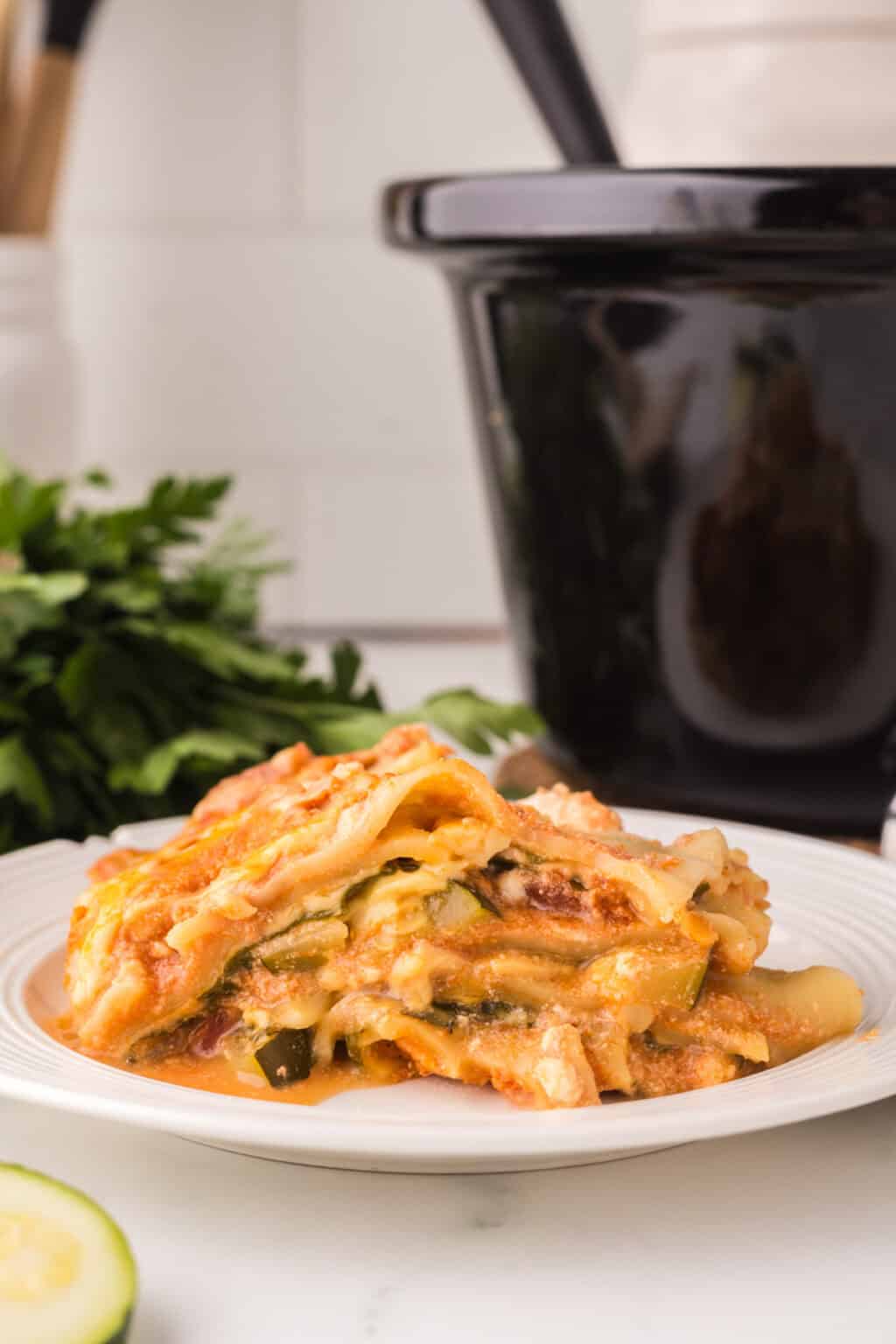 Easy Slow Cooker Vegetable Lasagna | Healthy Lasagna with Zucchini