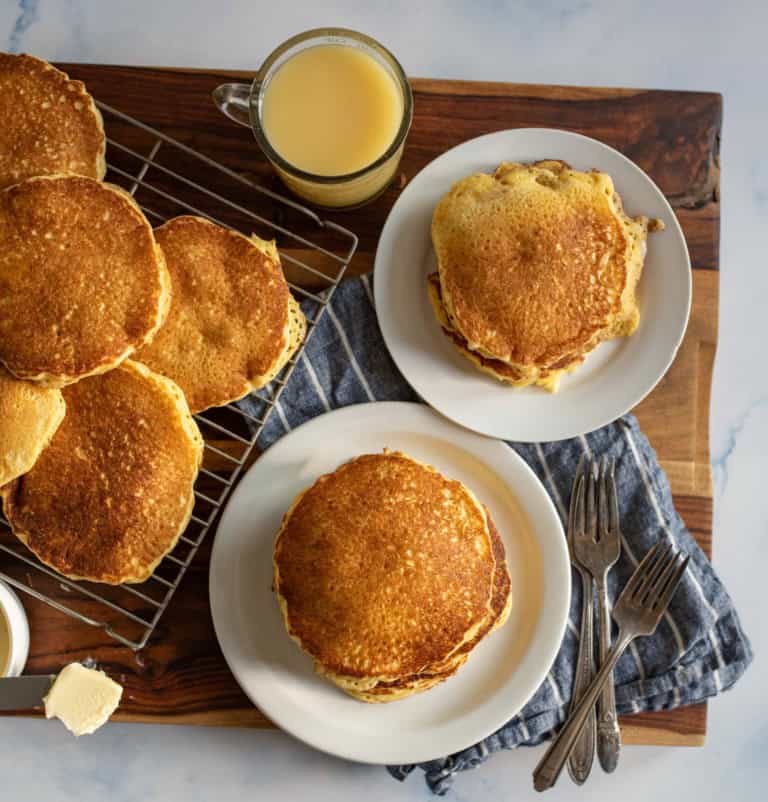 Stack 'Em High: Golden Cornbread Pancakes — Bless this Mess