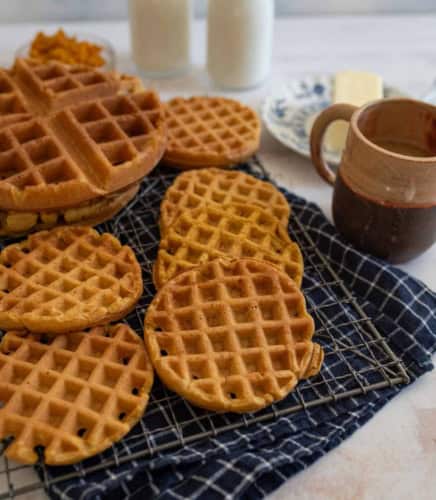 Golden Crisp Pumpkin Waffles {Light And Fluffy} — Bless this Mess