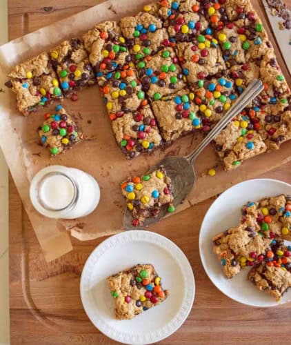 Easy Monster Cookie Bars With Peanut Butter, Oats & M&M's — Bless this Mess