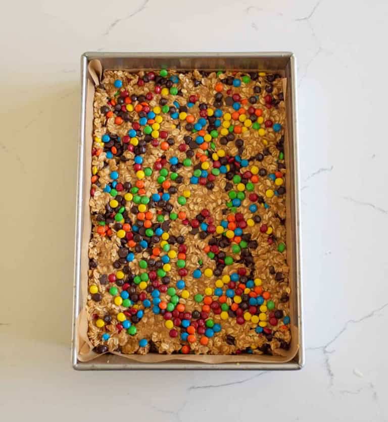 Easy Monster Cookie Bars With Peanut Butter, Oats & M&M's — Bless this Mess