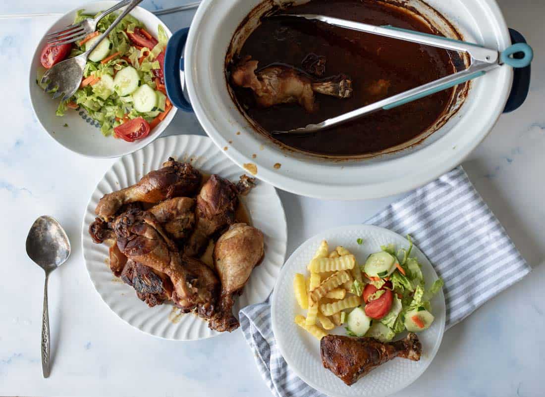 Slow Cooker Chicken Legs with Maple BBQ Glaze — Bless this Mess